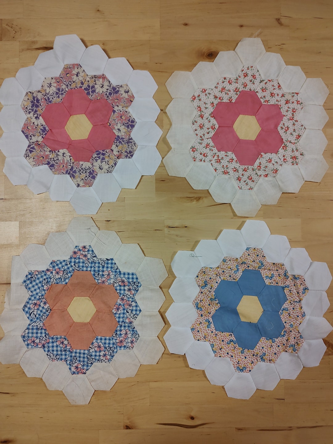 Vintage Hexie Blocks, EPP Hexie Blocks - Etsy