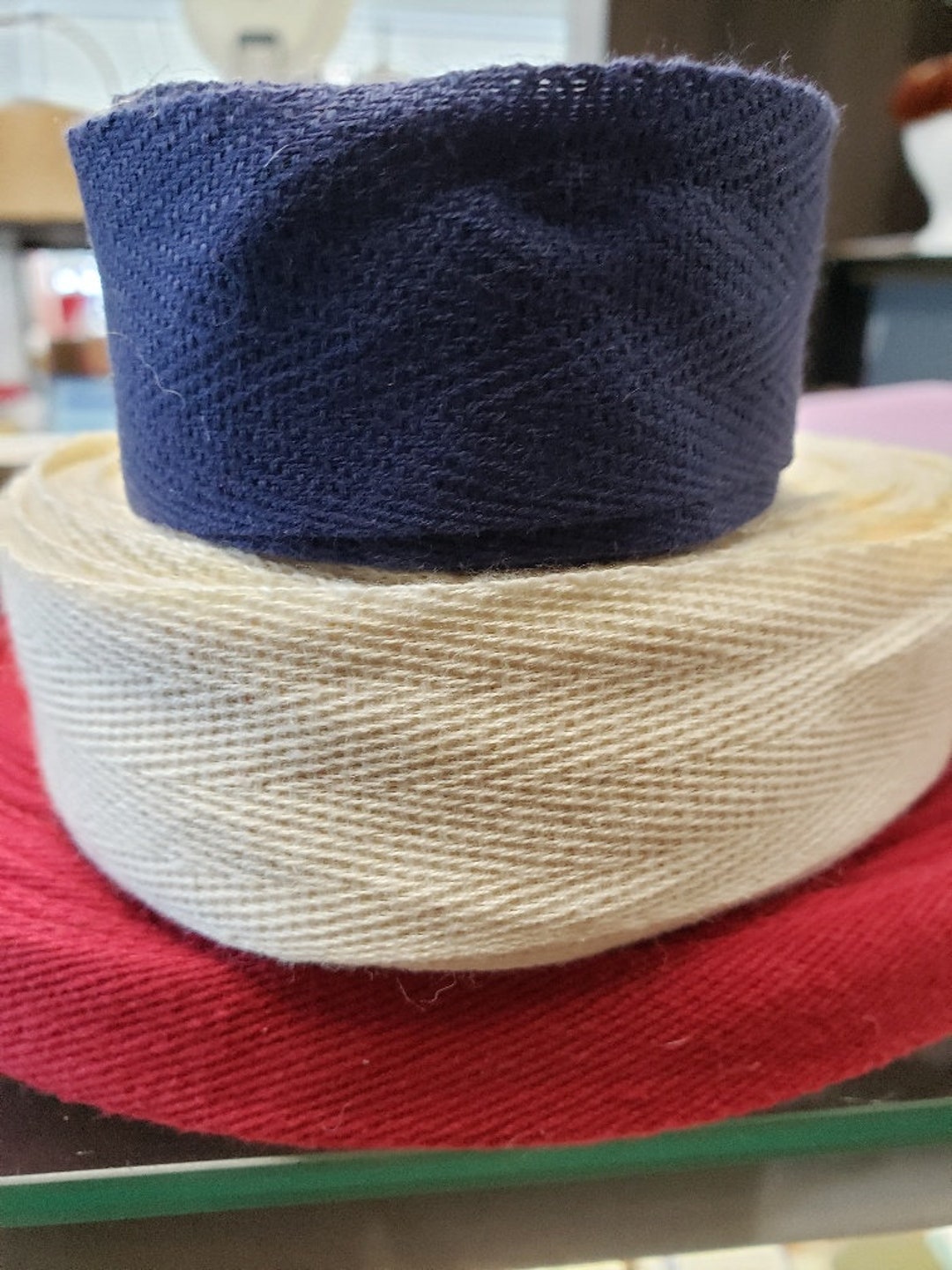 Rug Binding, Wool Rug Hooking Supplies, Red, White, Blue Rug Binding ...