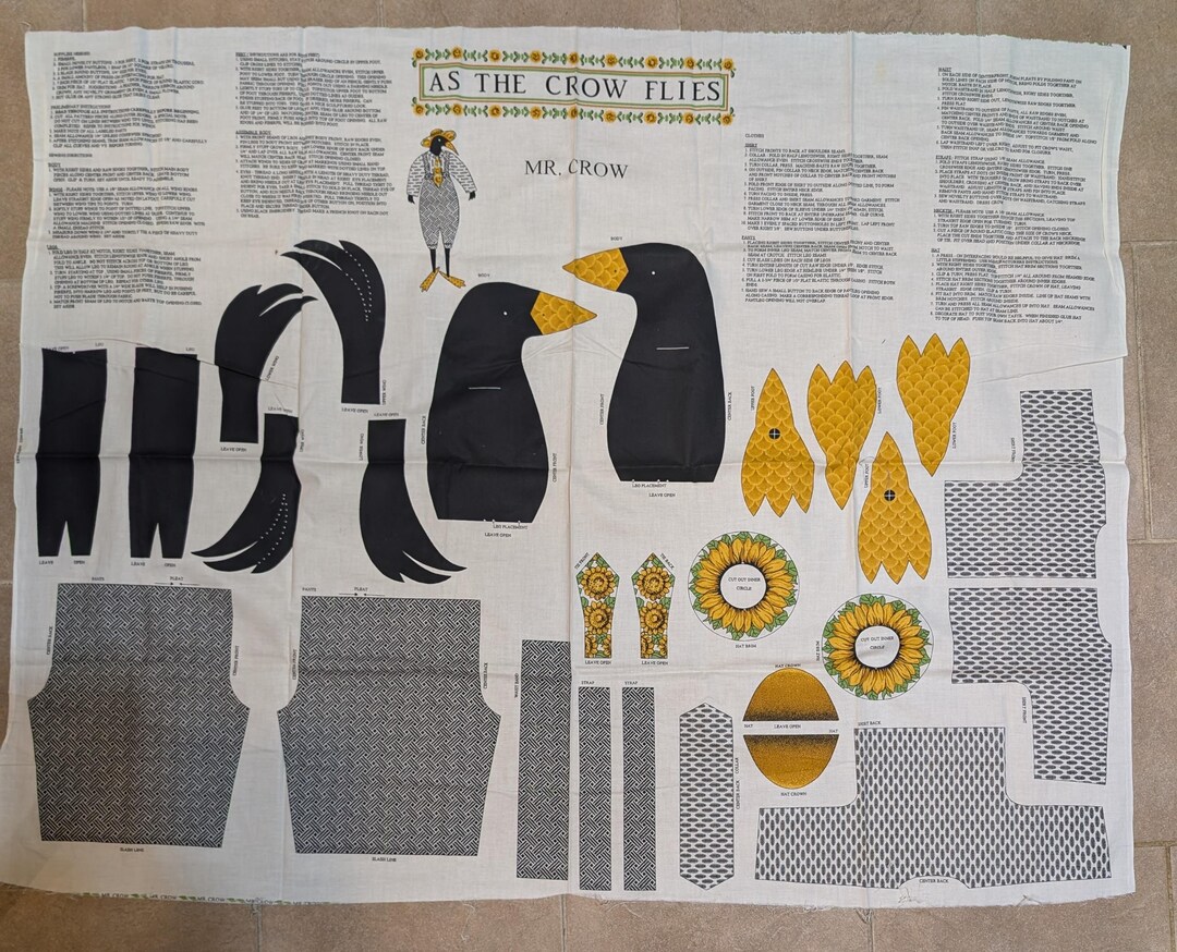 As the Crow Flies, Mr. Crow Printed Panel, Springs Industries, Cotton ...