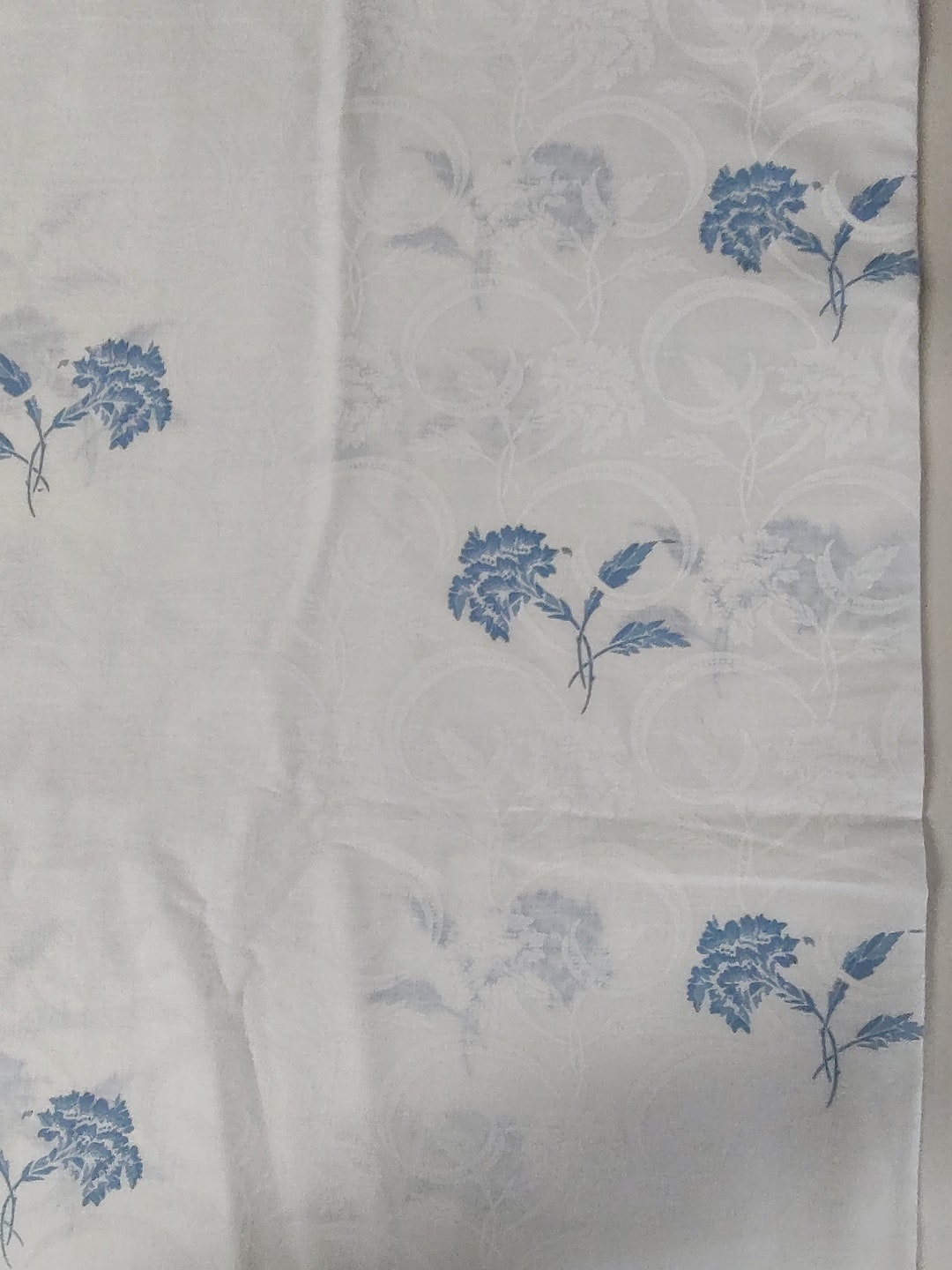 Pastel Blue Carnations on White, Floral Print, Lightweight Fabric - Etsy