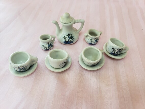 Miniature Tea Set 12 Pc Tea Set Porcelain Tea Set - Etsy