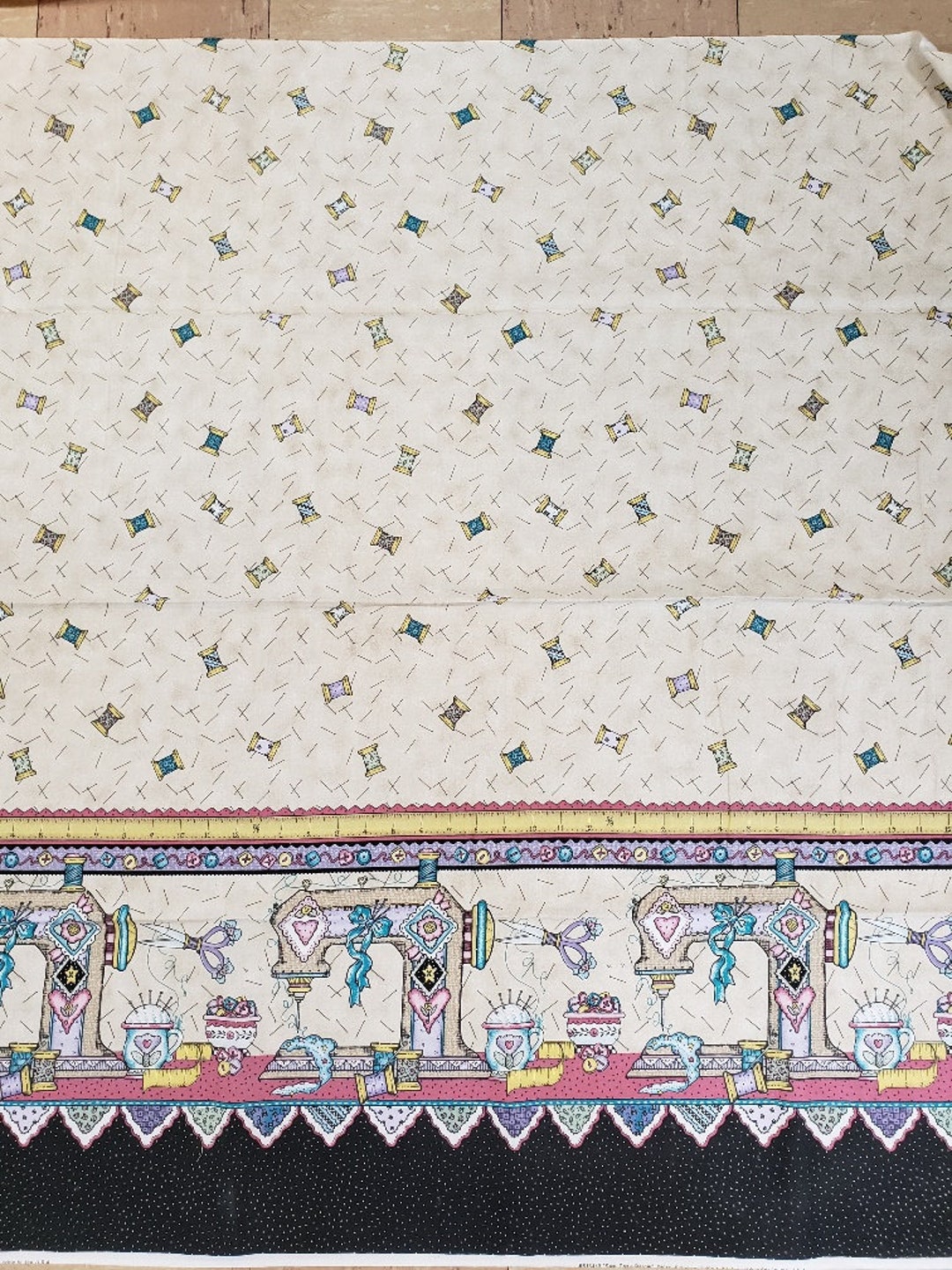 Sew Cozy Border, Daisy Kingdom, 1997, Border Fabric, Cotton Sewing or ...