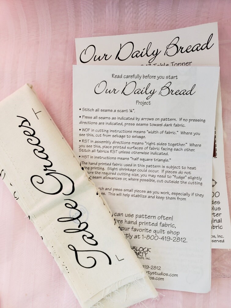 Our Daily Bread Table Topper Kit One Fabric Too Jeanne - Etsy