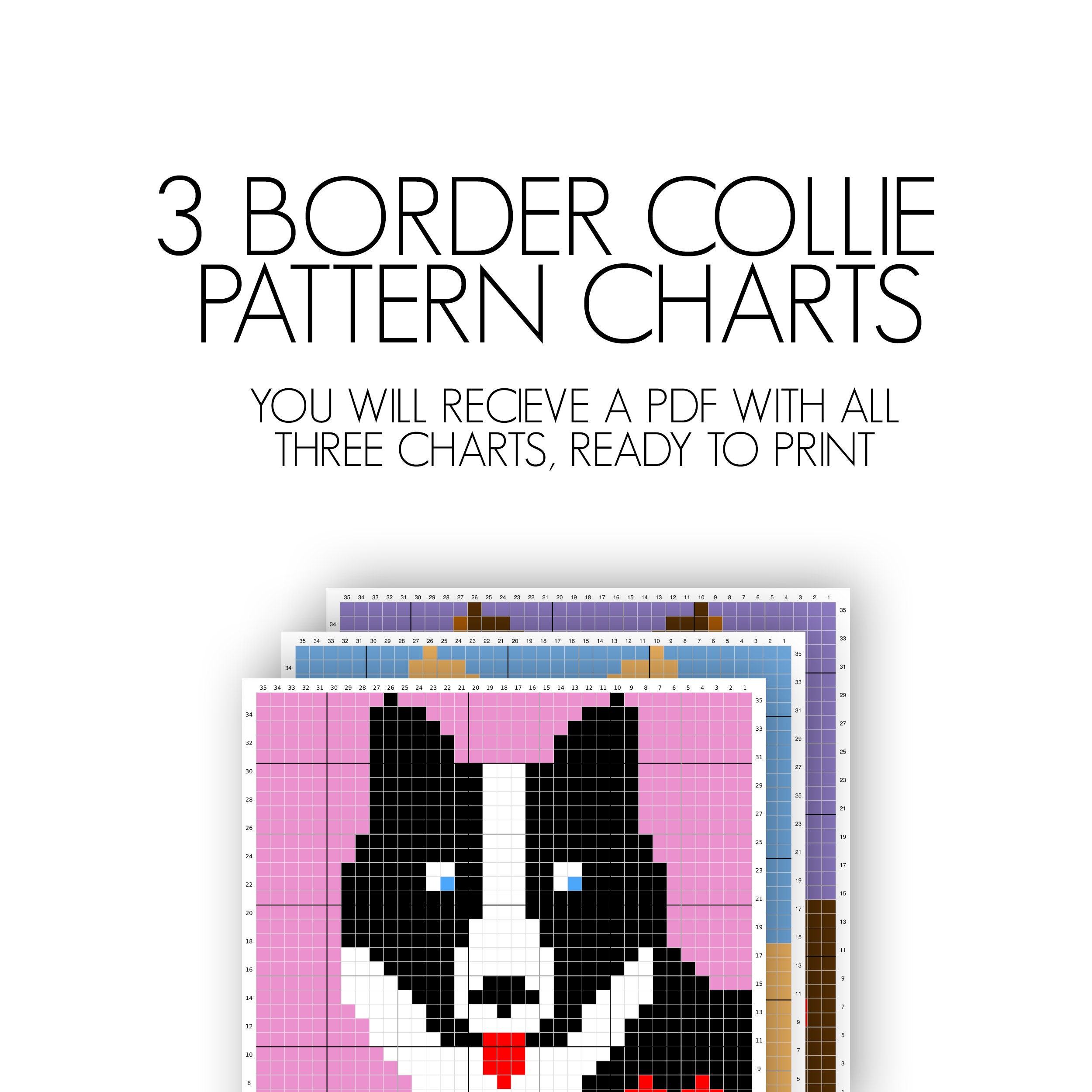 Border Collie Dog Pattern Charts for Crochet and Knitting - Etsy