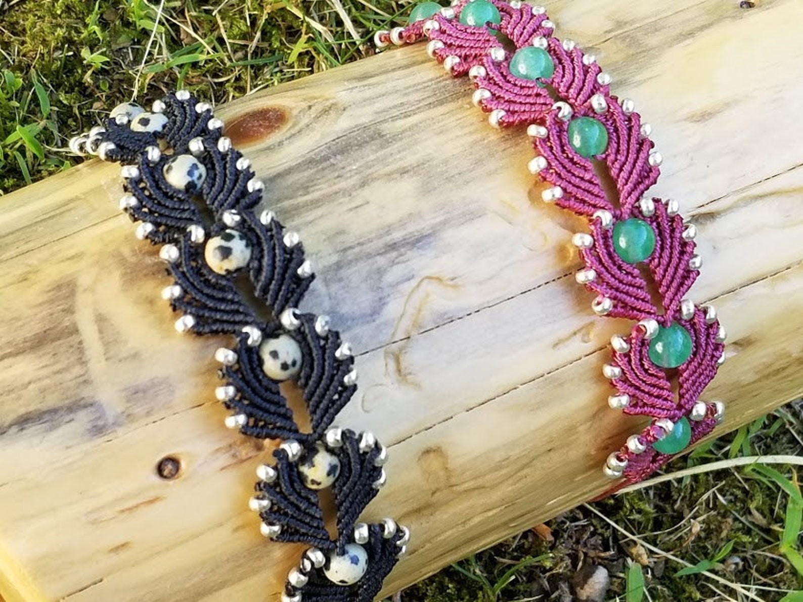 Macrame Heart Bracelet With Semi-precious Stones - Etsy