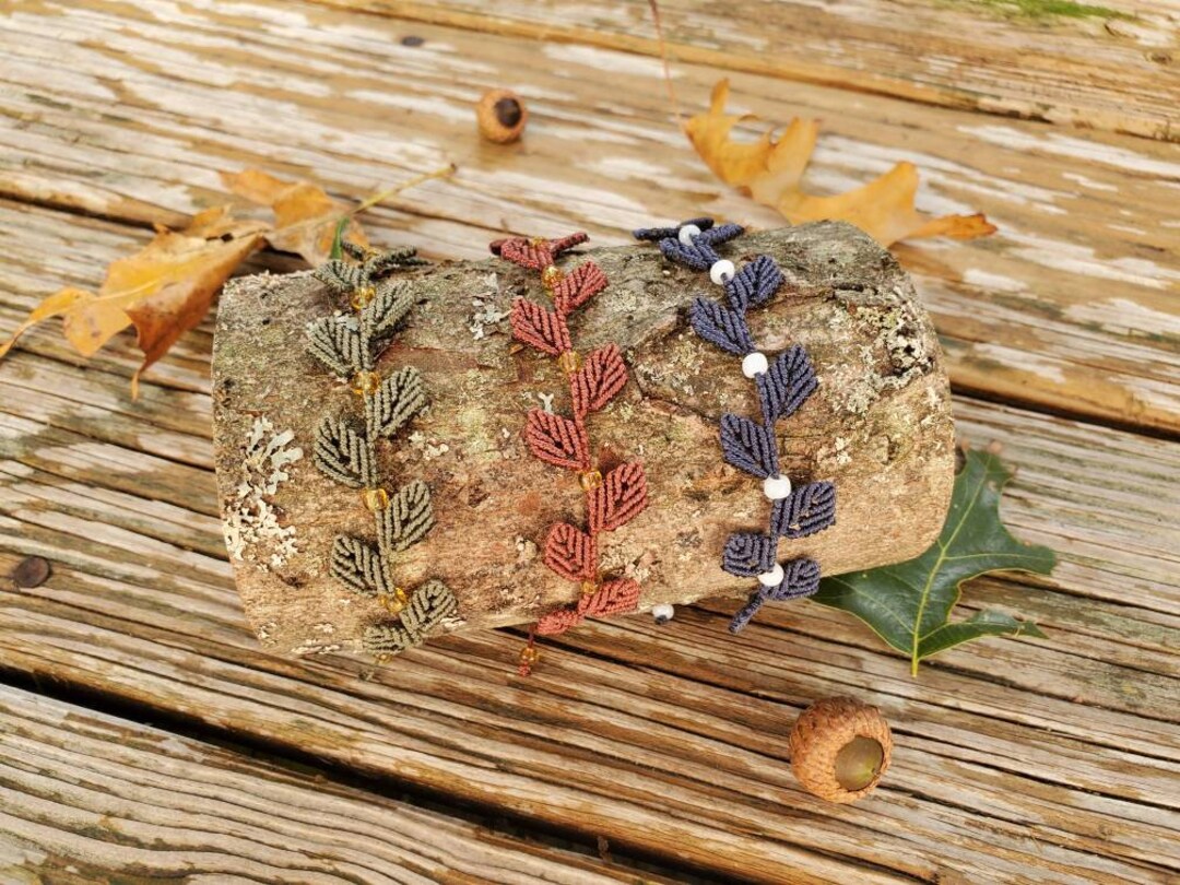 Macrame Leaf Bracelets - Etsy