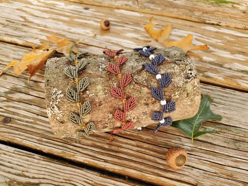 Macrame Leaf Bracelets - Etsy