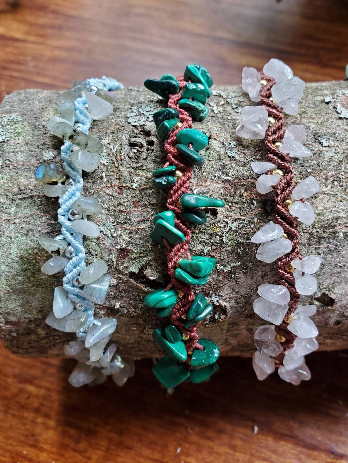 Macrame Crystal Chip Bracelets - Etsy
