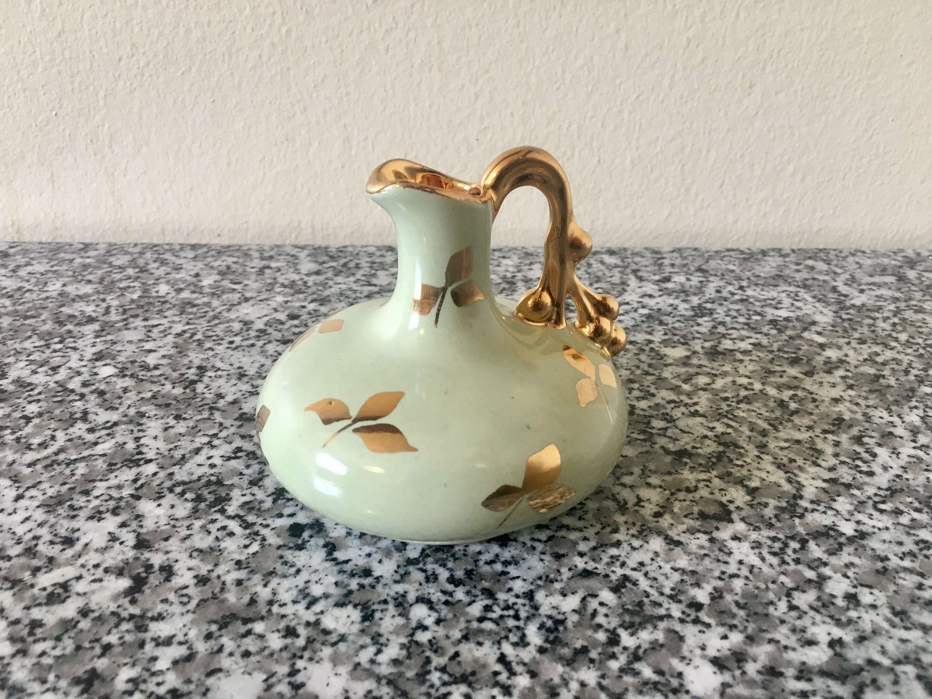 Spring Green and Gold Small Decorative Ceramic Pitcher - Etsy
