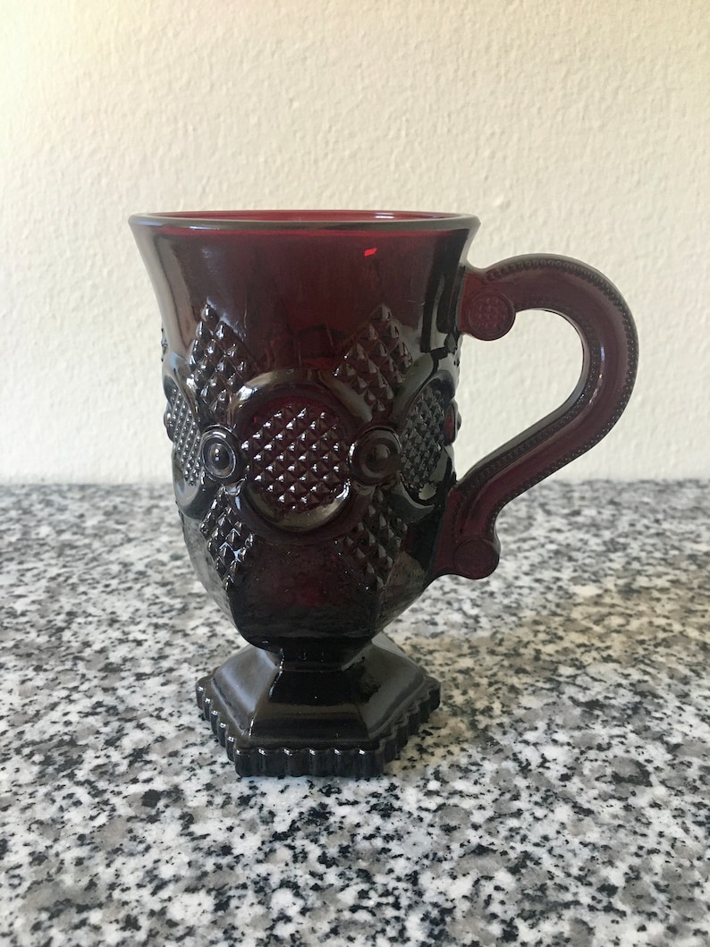 Set of 2 Avon Ruby Red Cape Cod Footed / Pedestal Mugs With Handle - Etsy