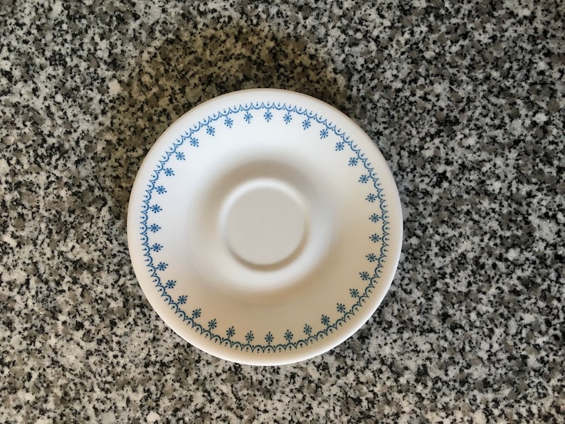 Corelle Snowflake Blue Pattern Flat Cup and Saucer six - Etsy