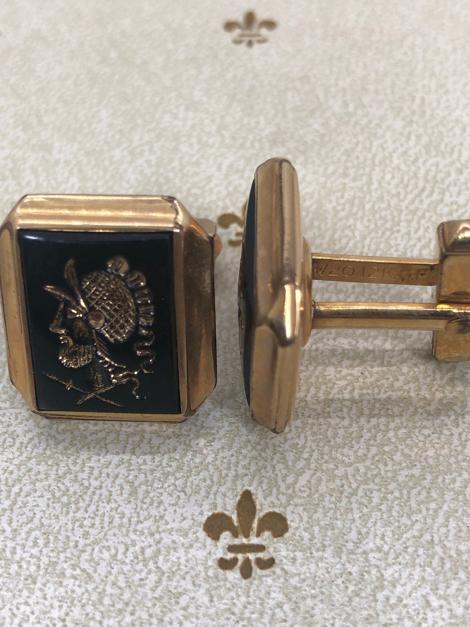 Vntg Anson Cufflinks Roman Warrior Soldier Cameo 1/20 12k GF - Etsy