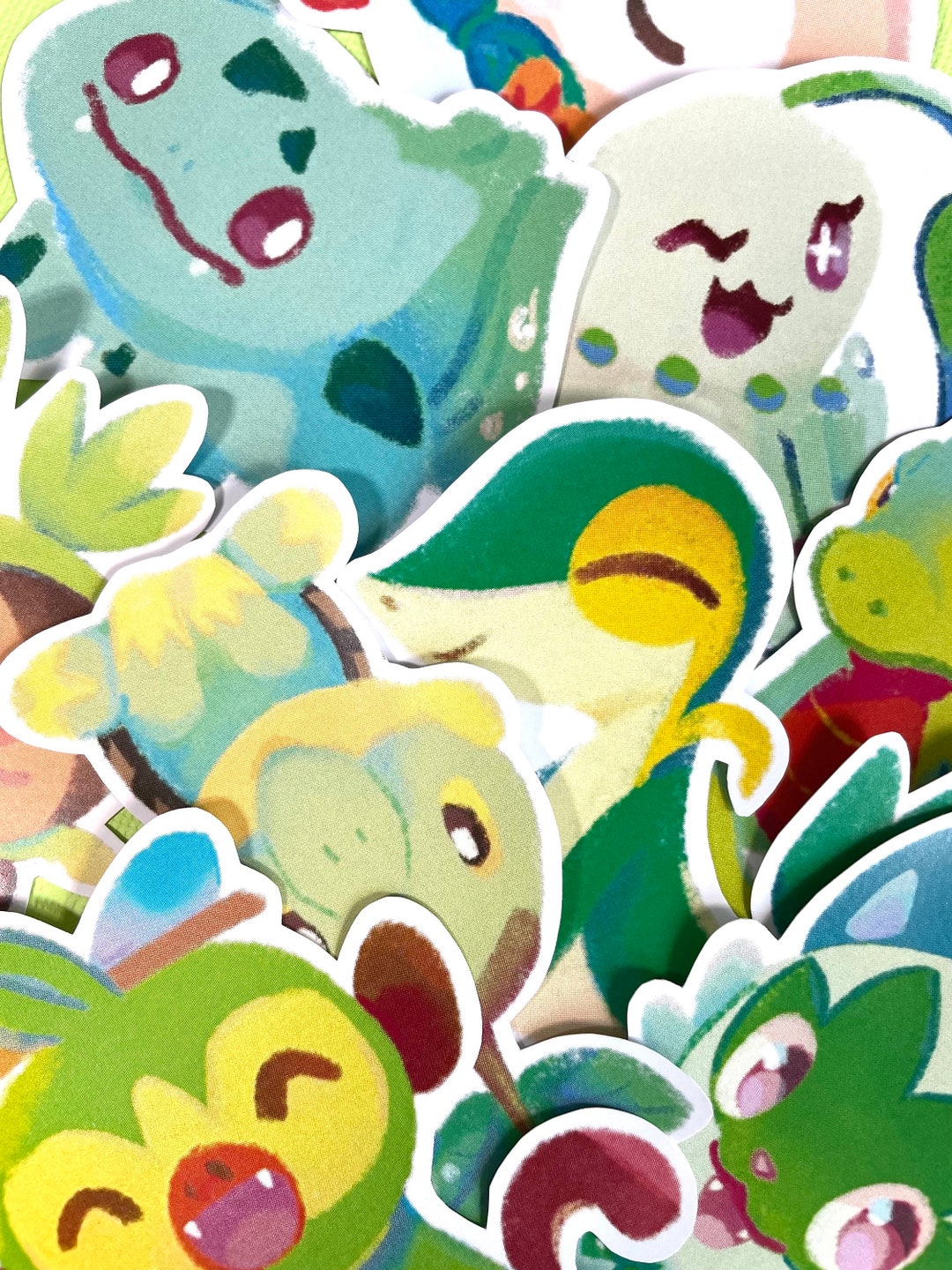 Grass Starter Stickers | Pokémon Gen 1-9 Stickers - Etsy