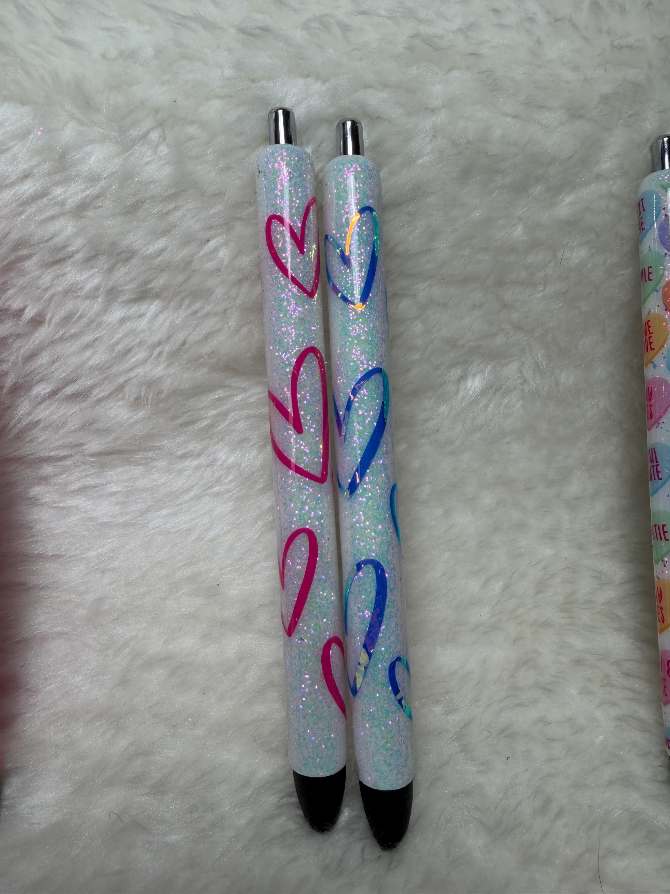 Sparkly Heart Pen | Handmade Glitter Stationery - Etsy