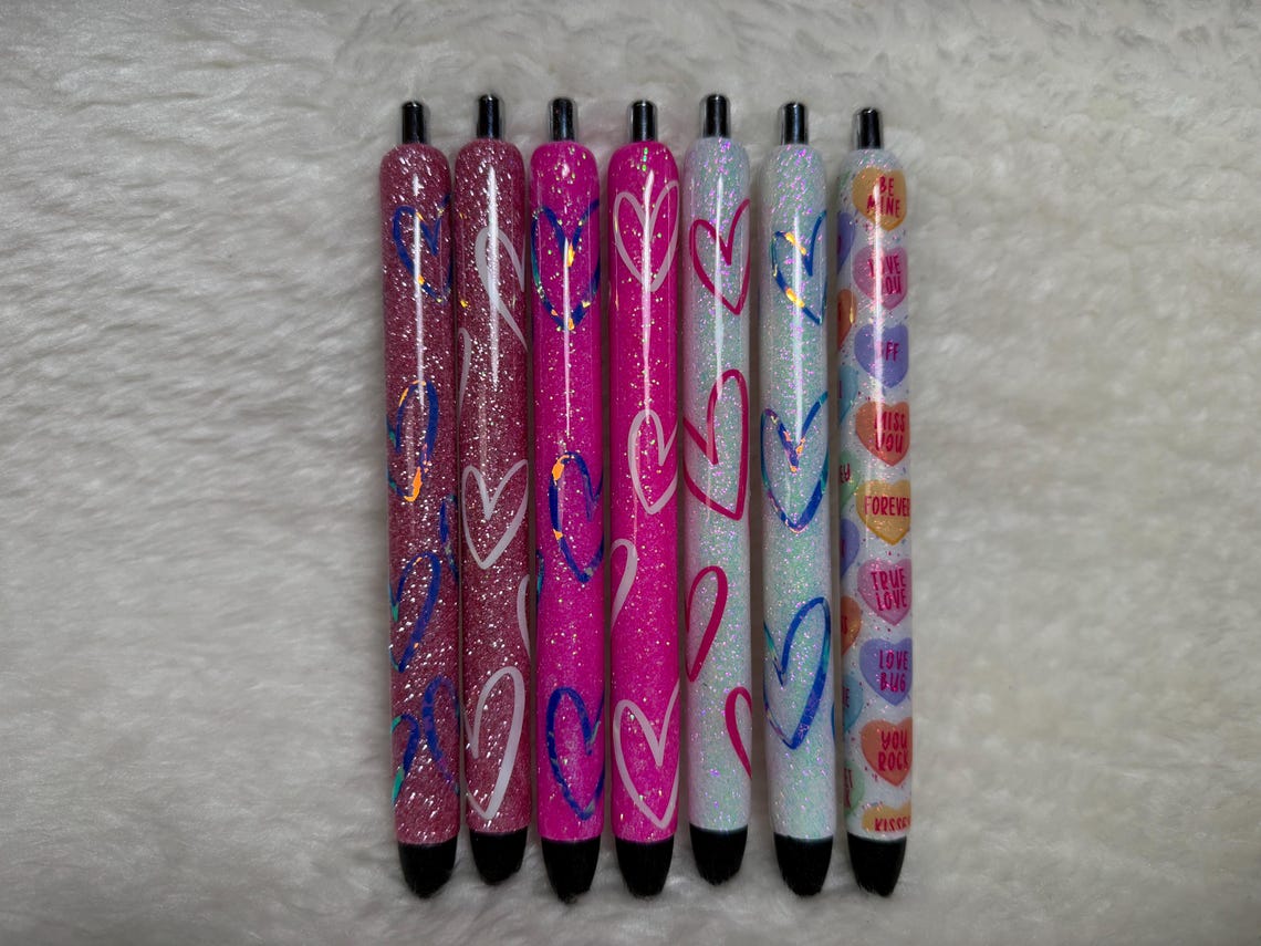Sparkly Heart Pen | Handmade Glitter Stationery - Etsy