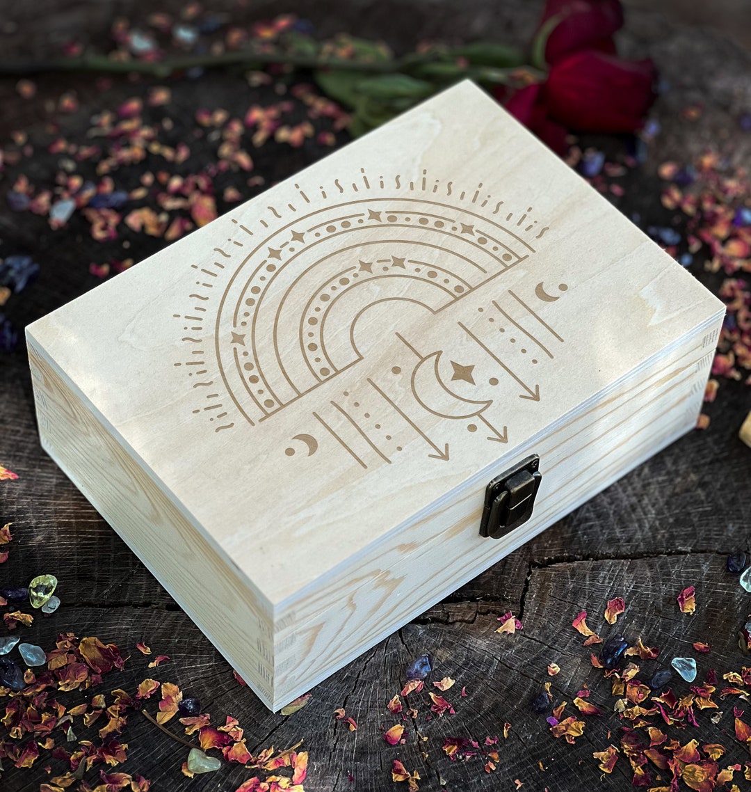 Bohemian Style Mystic Magic Wooden Box - Intricately Engraved for a ...