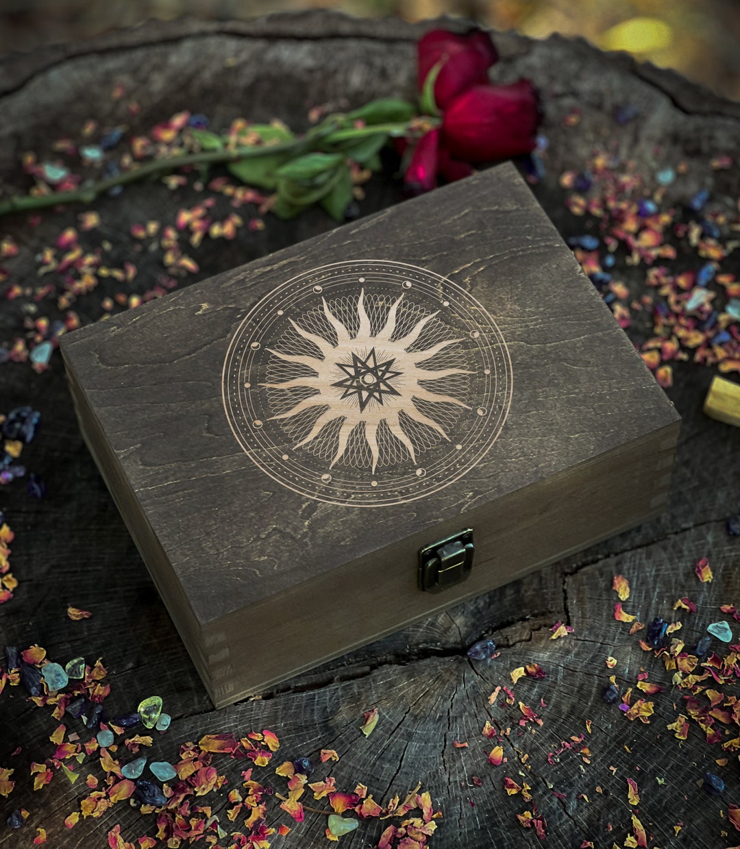 Mystical Engraved Box - Featuring Pentagram, Magic Tarot Symbols ...