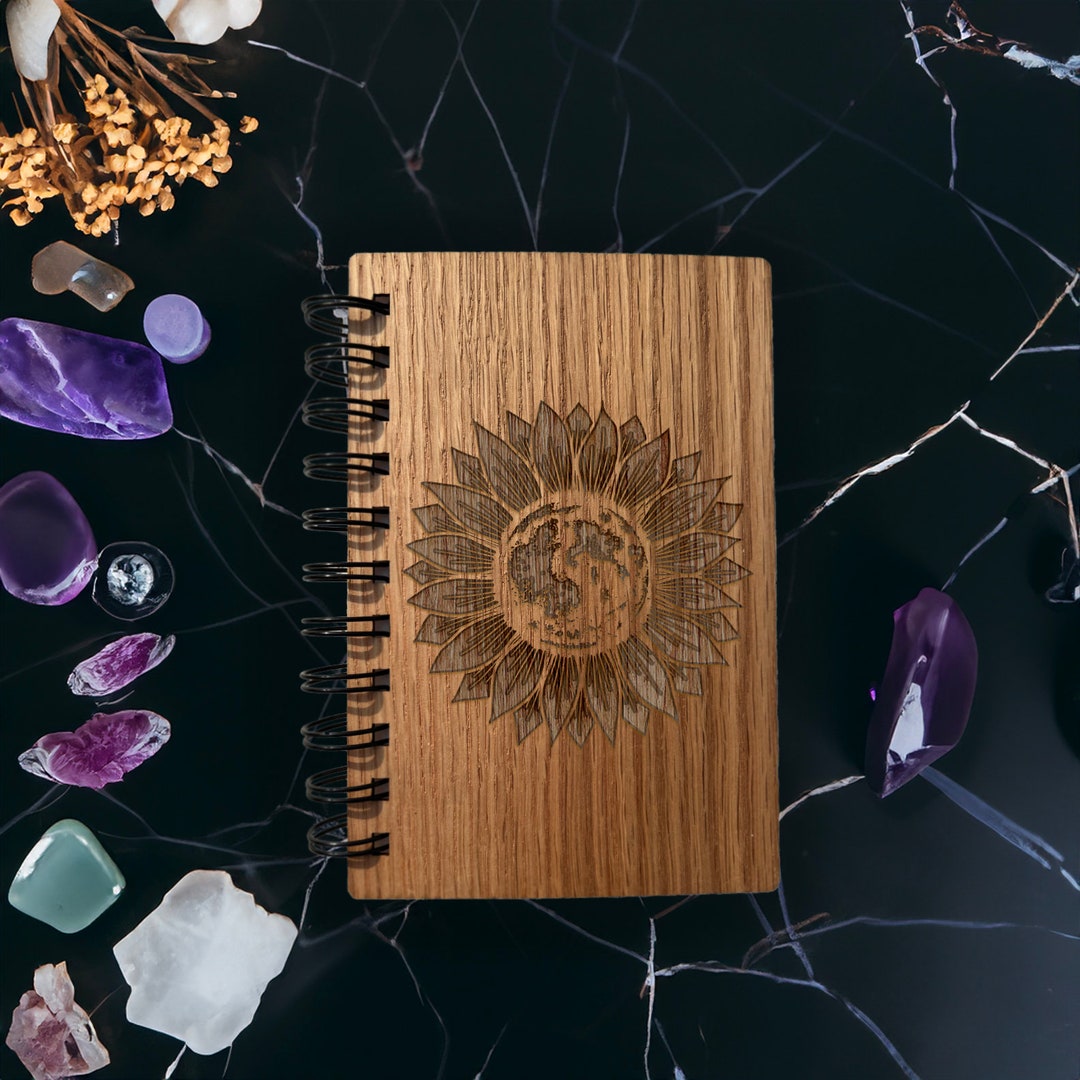 Lion Sunburst Engraved Wooden Notebook - Regal 6x4 Journal for ...