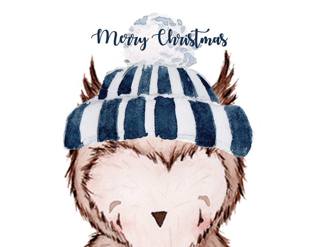 Printable Christmas Woodland Animal Card - Etsy