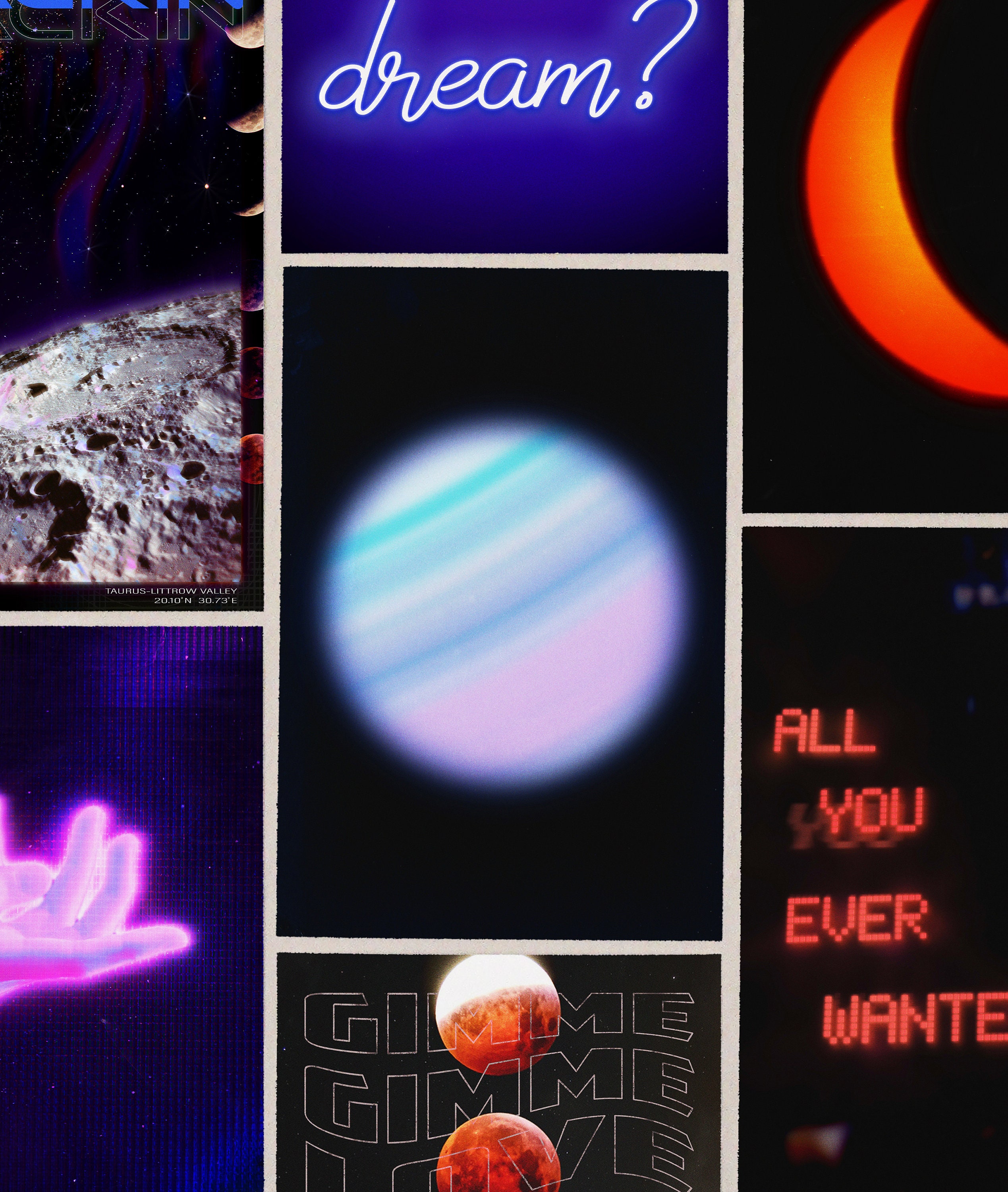 Printable Aesthetic Dark Pastel Planet Wall Art, Downloadable Home ...