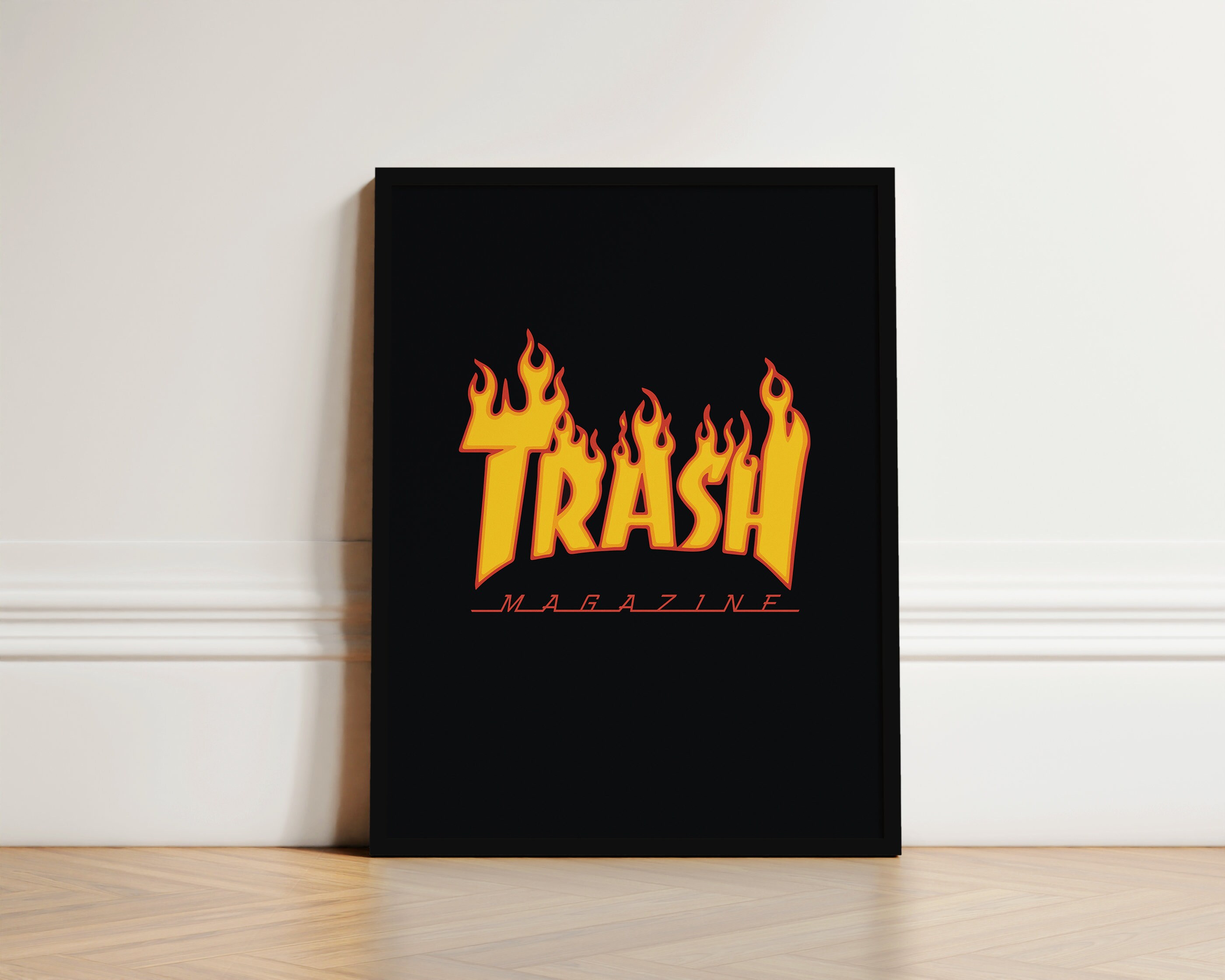 Printable Aesthetic Black Thrasher Skater Graphic Wall Art ...
