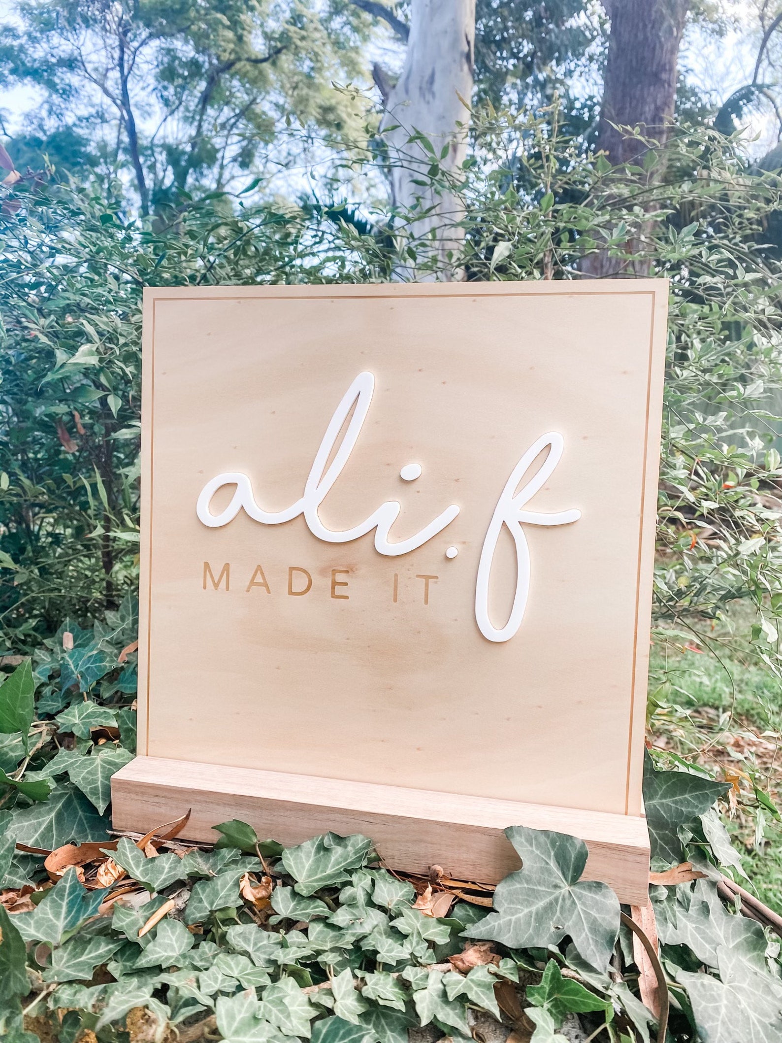 Business Signage Wooden Layered Square With Wooden Stand - Etsy