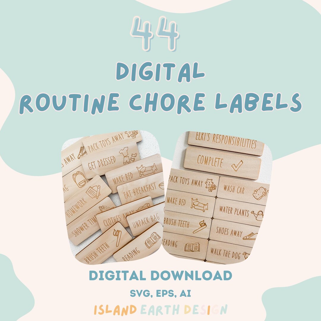 Digital Routine and Chore Labels | Digital File Only | Laser Cutting - Etsy