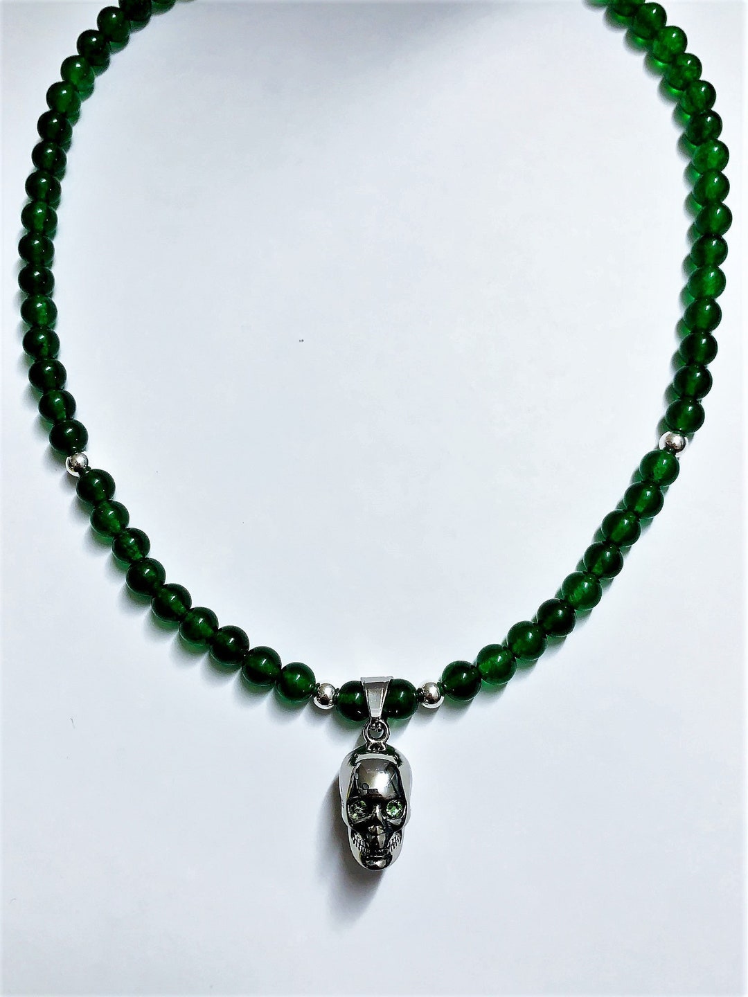 Green Jade Santa Muerte Necklace, Sterling Silver, Consecrated Amulet ...
