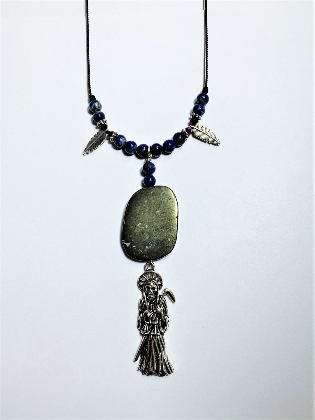 Santa Muerte Protection Necklace Holy Death Amulet Lapis Lazuli Santa ...