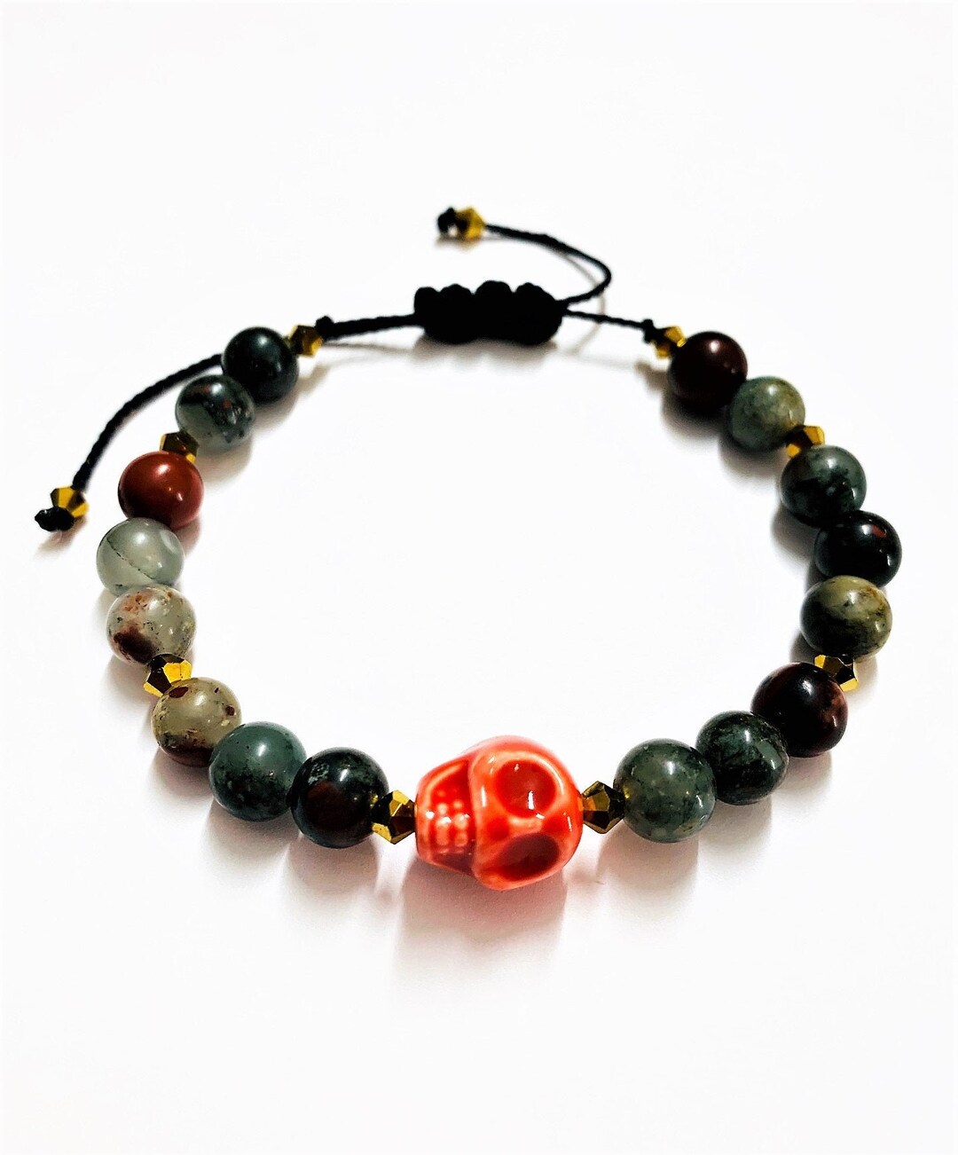 Santa Muerte Bloodstone Bracelet: Santisima Talisman, Protection Amulet ...