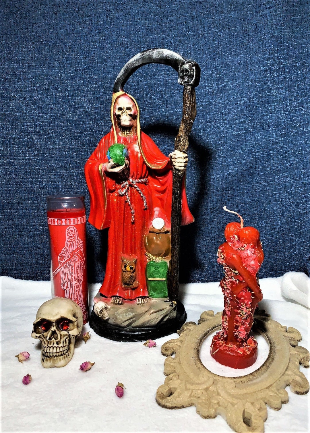Blessed Santa Muerte, Red Santa Muerte, Santa Muerte Statue, Holy Death ...