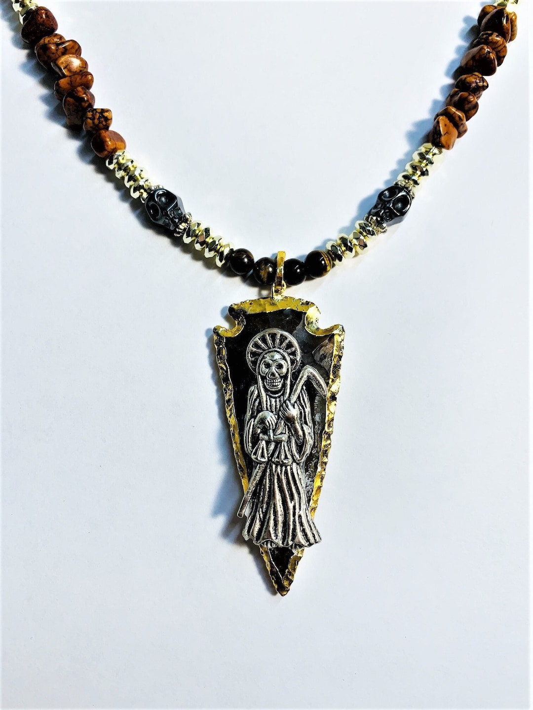 Blessed Santa Muerte Amulet, Protection Necklace, La Santa Muerte ...