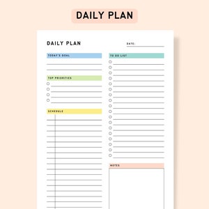 Daily Planner Printable Goal Planner | Daily to Do List With Time ...