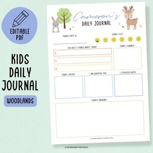 Gratitude Journal Printable Template for Kids Personalized - Etsy
