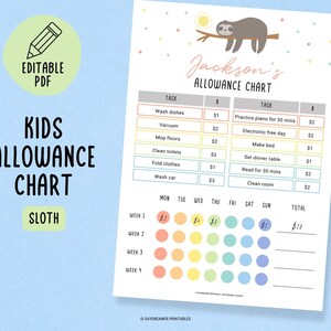Kids Allowance Chart Printable Editable Kids Chores - Etsy Australia