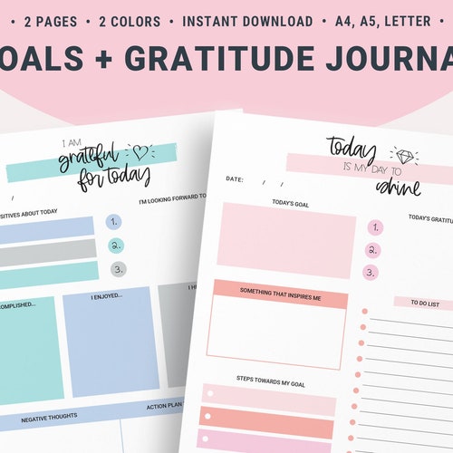 Gratitude Journal Printable Goal Setting Daily Gratitude | Etsy