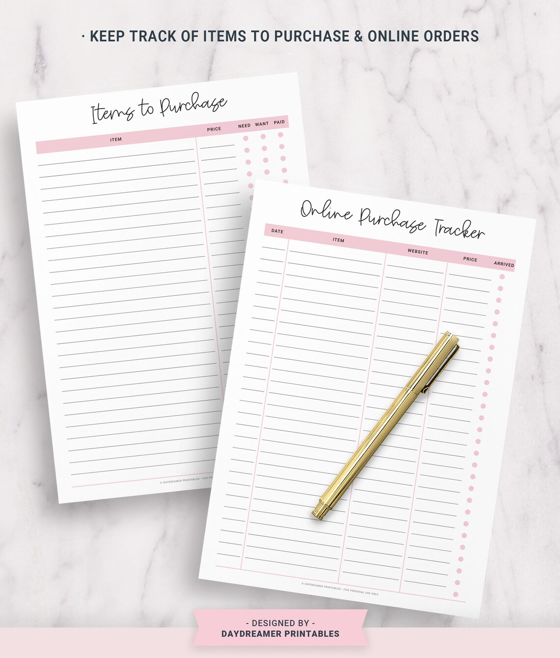 Purchase Orders Tracker, Online Shopping List Printable, Online ...
