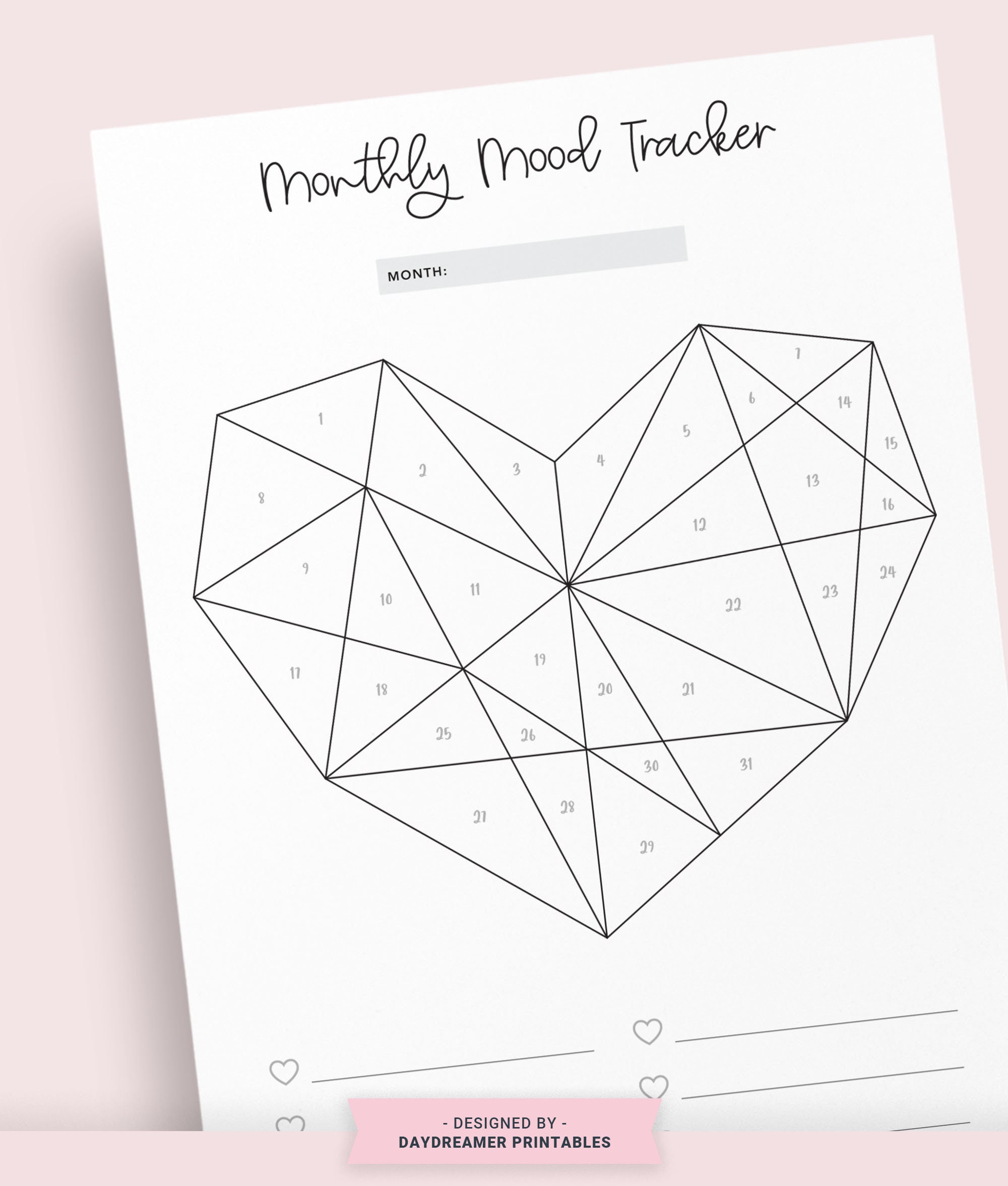 Mood Tracker Printable, Monthly Mood Chart, Mood Planner, Yearly Moods ...