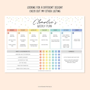 Kids Weekly Planner Printable, Childrens Activity Schedule Template ...