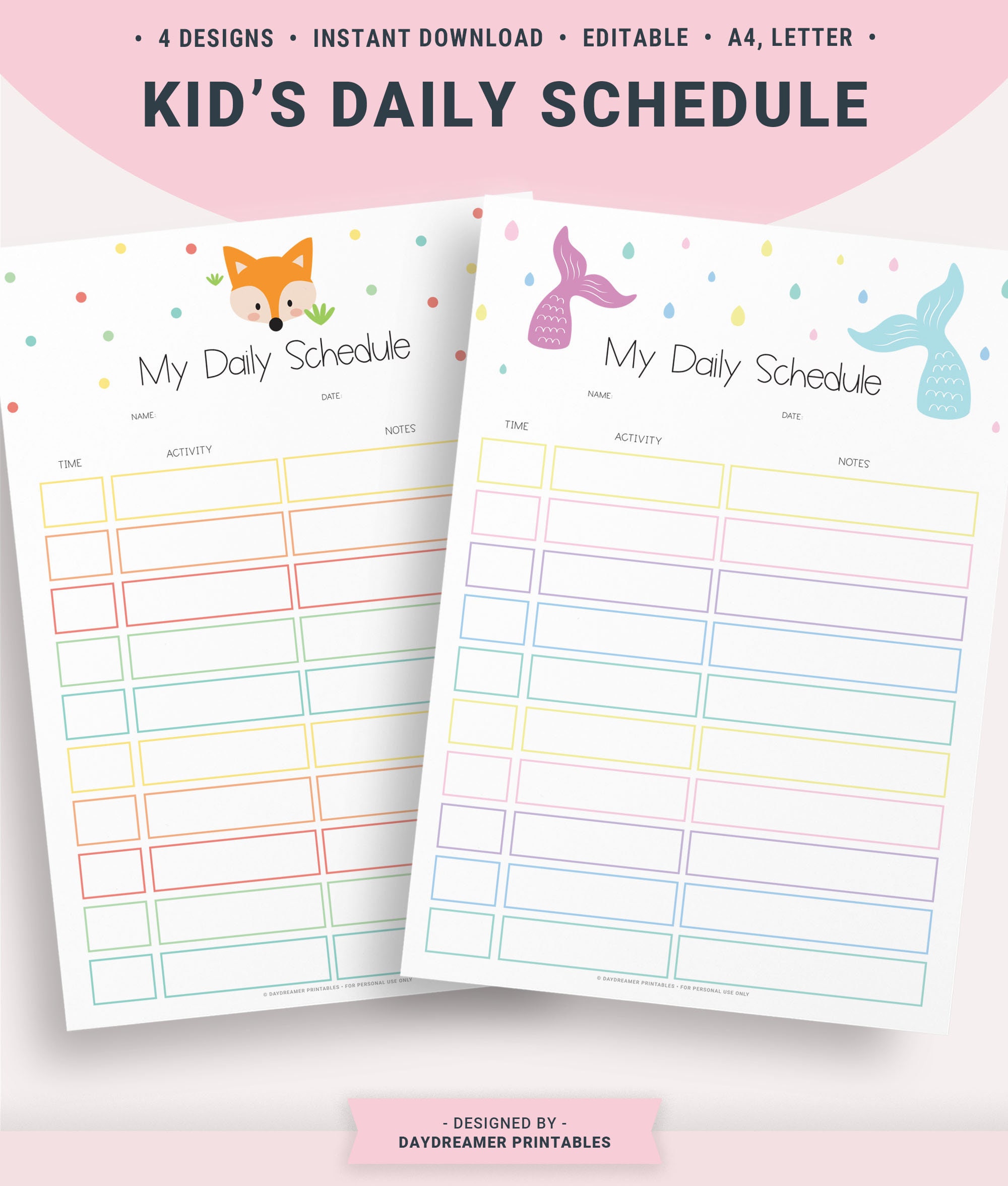 Editable Kids Daily Planner Kids Schedule Printable Schedule | Etsy ...