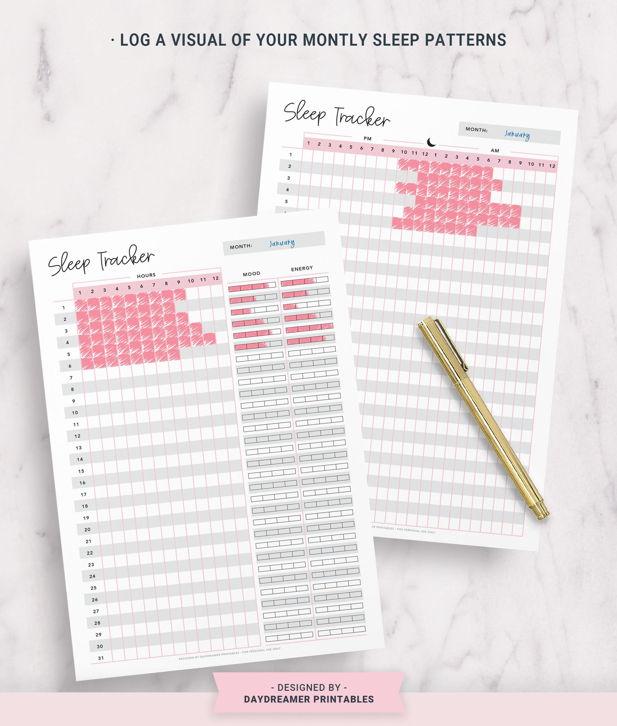 Sleep Tracker Printable, Sleeping Log, Sleep Journal, Self Care Chart ...