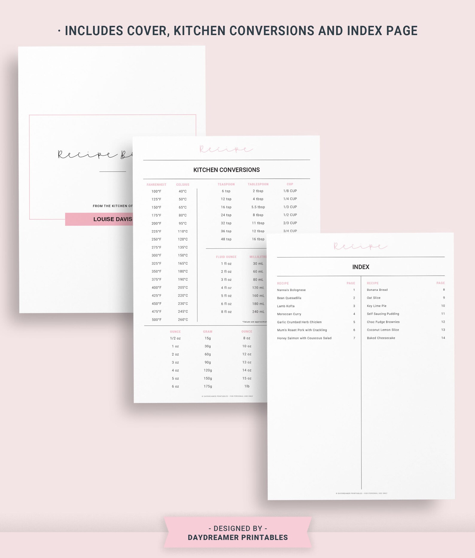 Recipe Book Template Printable, Editable Recipe Planner, Family ...