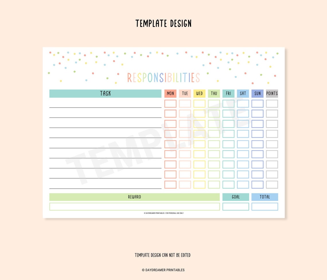 Kids Responsibility Chart Printable, Responsibility Chart for Kids ...