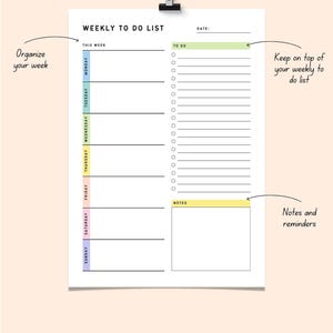 Weekly Task Planner, Printable to Do List, Weekly Productivity Planner ...