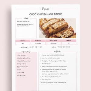 Editable Recipe Template, Printable Recipe Sheet, Recipe Book ...