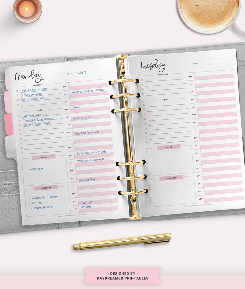 Daily Planner Printable, Undated Desk Planner, Buisness Planner, Work ...