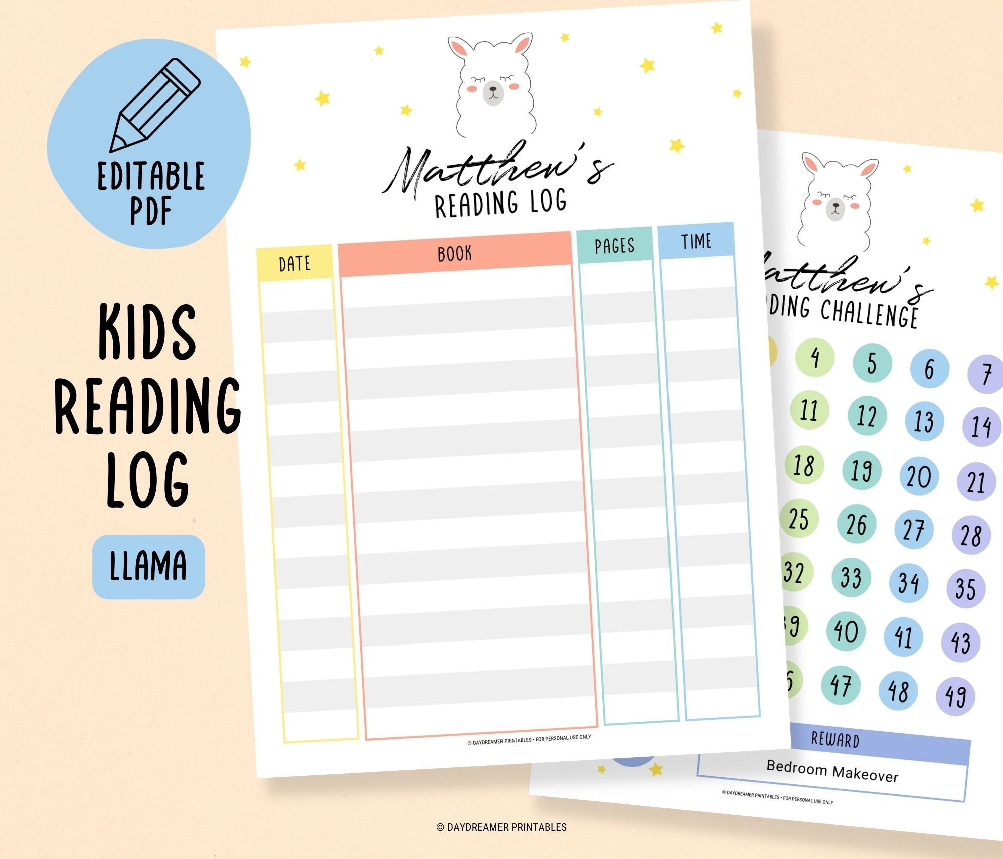 Kids Reading Log Printable Reading Log for Kids Reading - Etsy