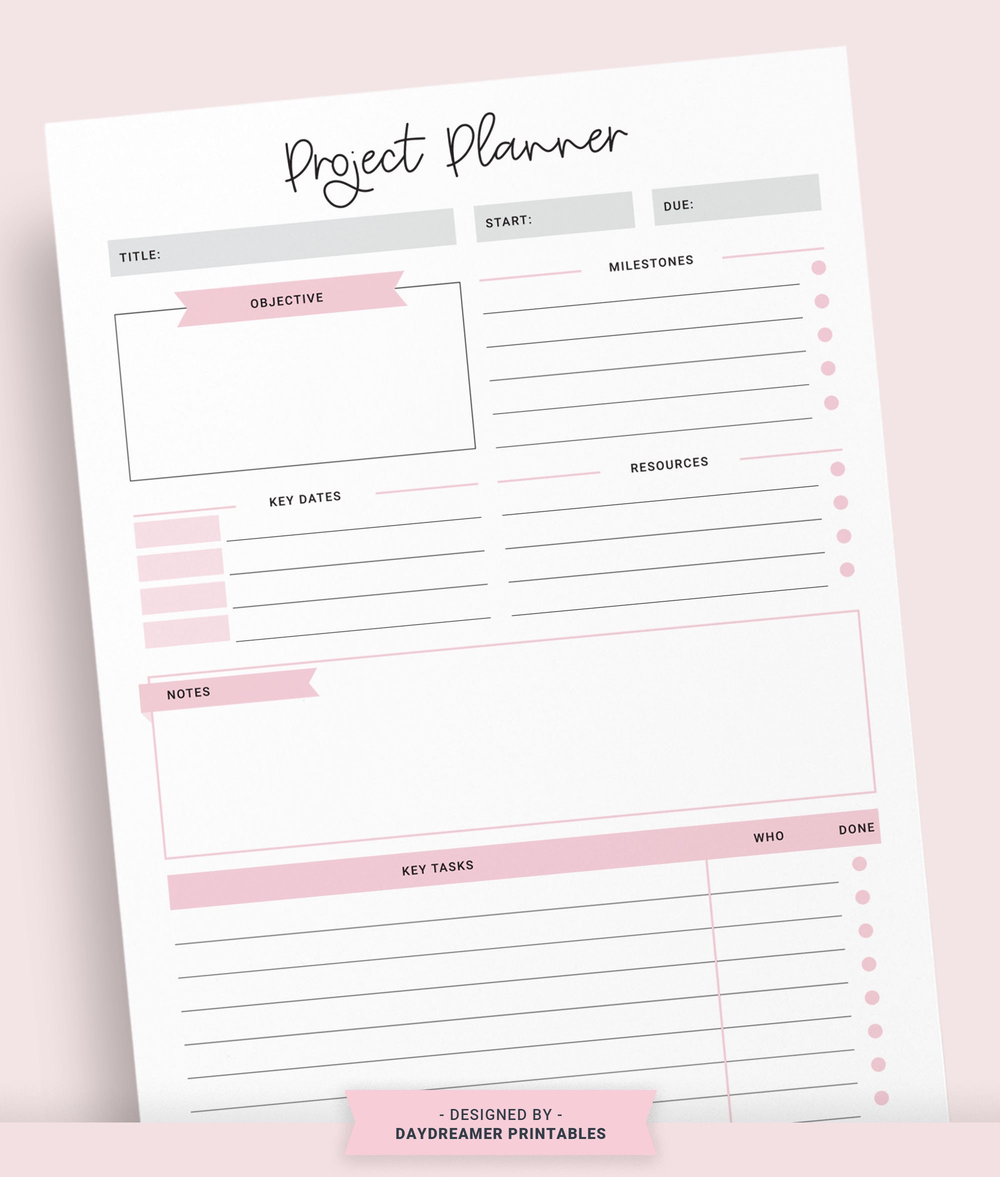 Daily Project Planner, to Do List, Work Planner, Student Project ...