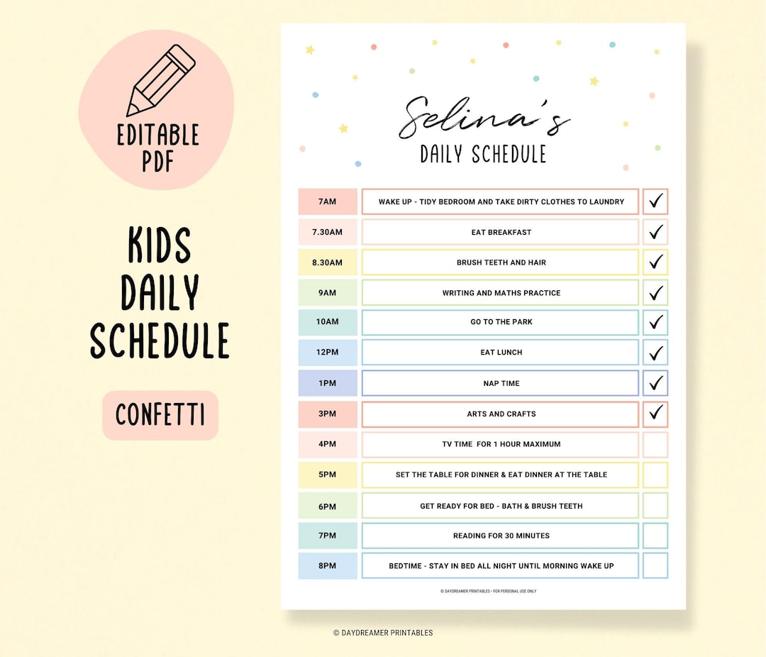 Kids Daily Routine Checklist Printable | Kids Daily Chores List ...
