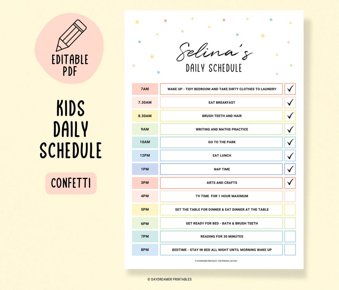 Kids Daily Routine Checklist Printable | Kids Daily Chores List ...